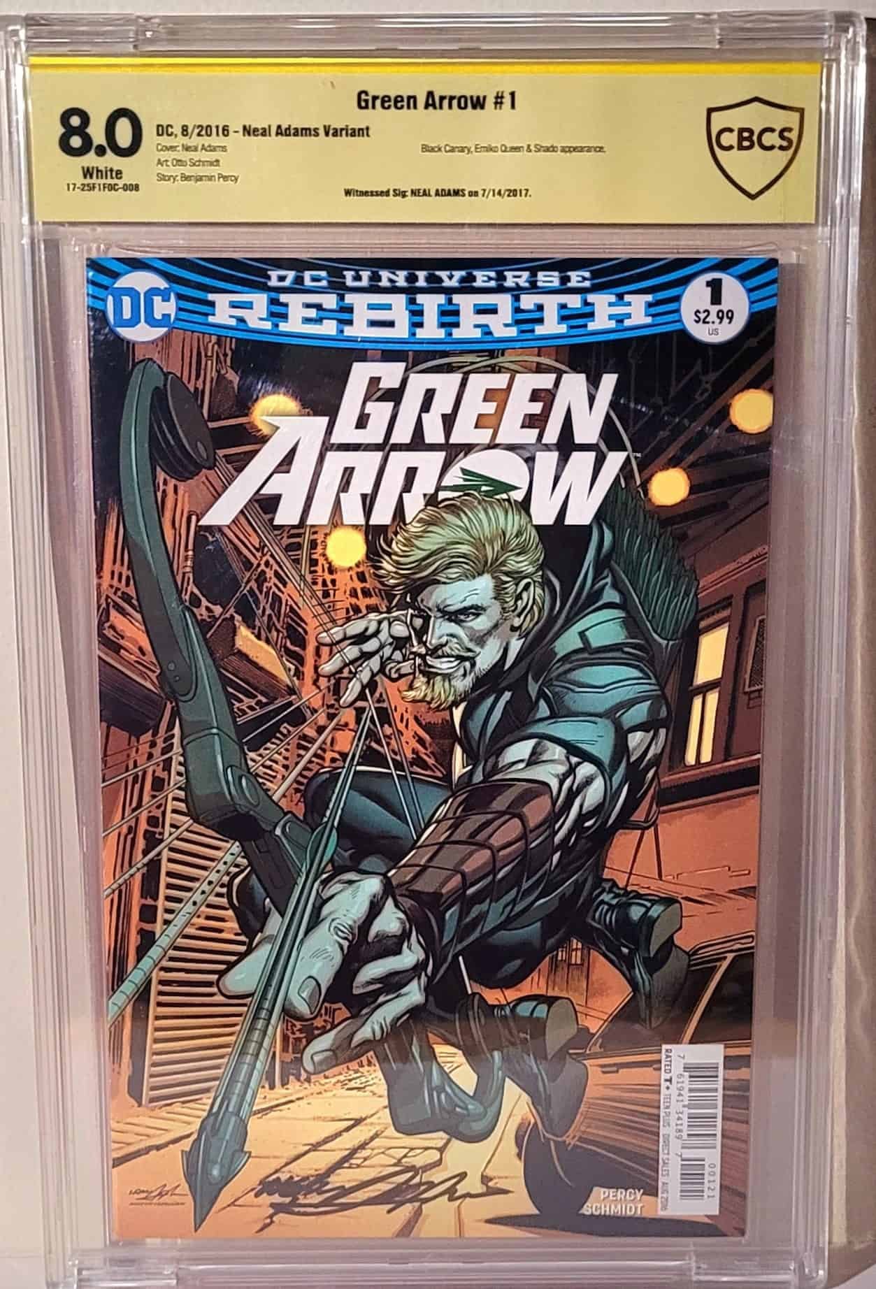 Green Arrow #1 CBCS 8.0 Variant Cover Signed Neal Adams - Baú das HQs